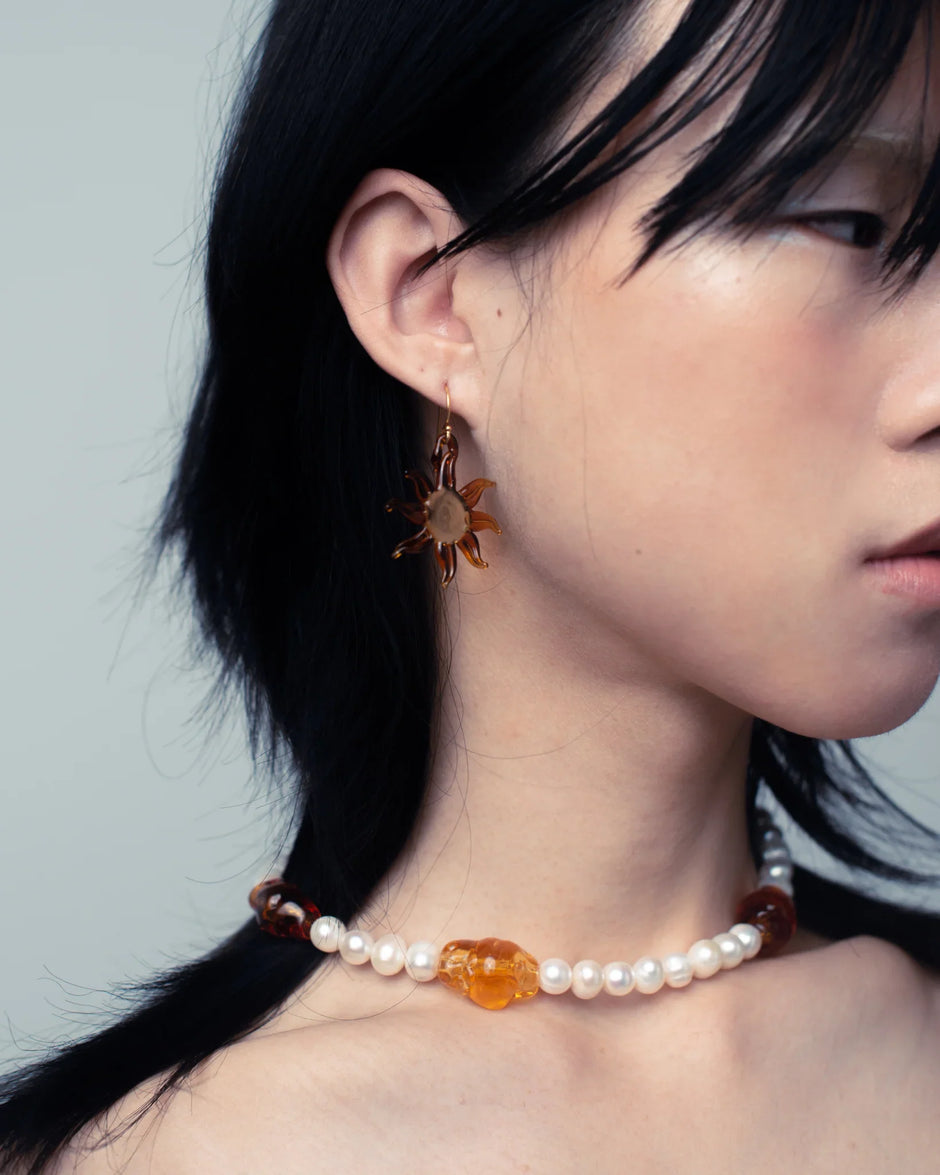 Handcrafted glass & molten earrings by Jean Riley jewellery